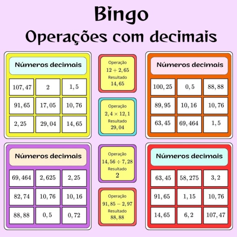 Bingo – Números decimais – Matemaginando
